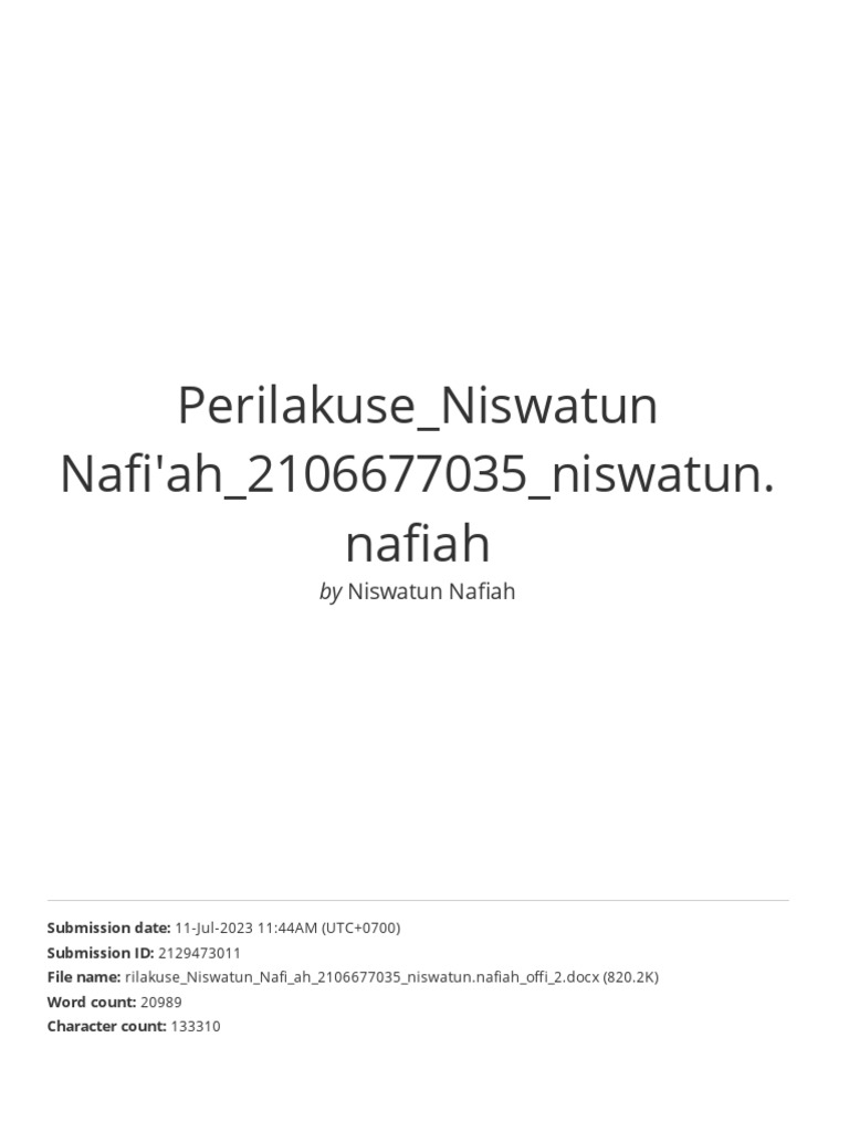 Hasil Uji Turnitin - Niswatun Nafi'Ah | PDF