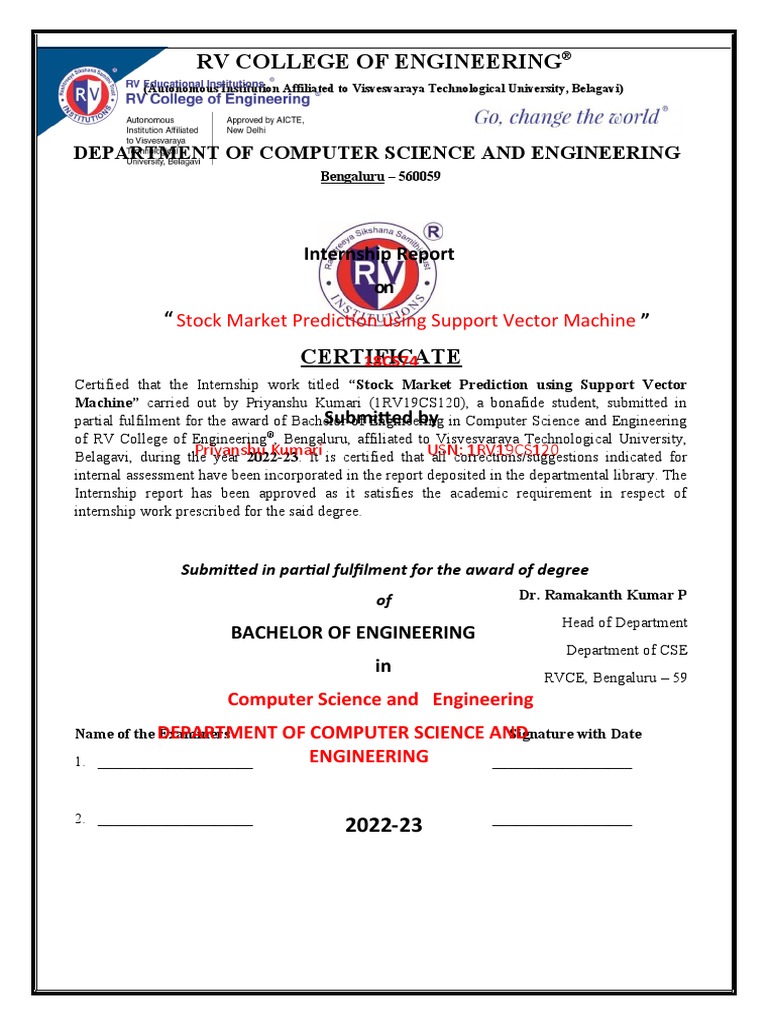 Internship 7th Sem | PDF