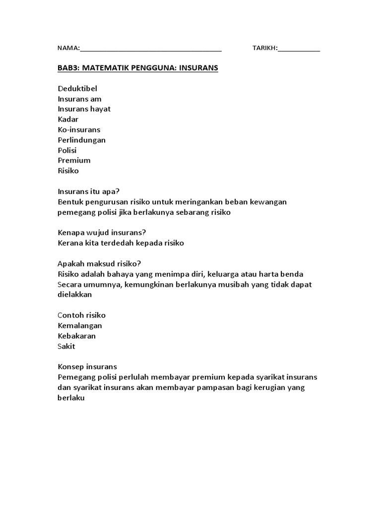 Panduan Lengkap Insurans dan Risiko | PDF