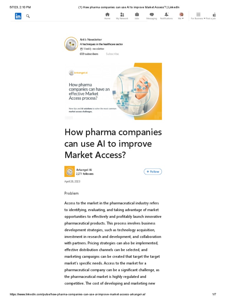How Pharma Companies Can Use AI To Improve Market Access - LinkedIn | PDF