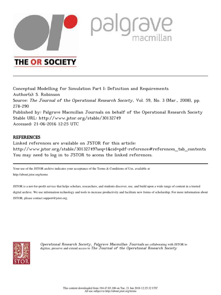 Conceptual Modelling For Simulation Part I Definition and Requirements | PDF | Conceptual Model ...