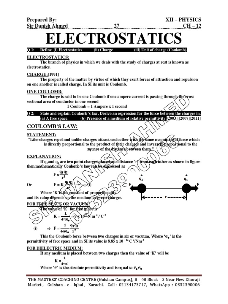 CH 12 Electrostatics 2013 New | PDF