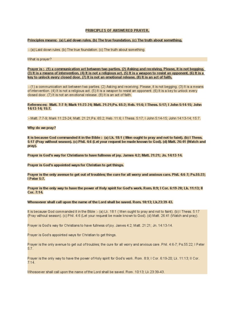Principles of Answered Prayer (Wofi) | PDF | Prayer | Lord's Prayer