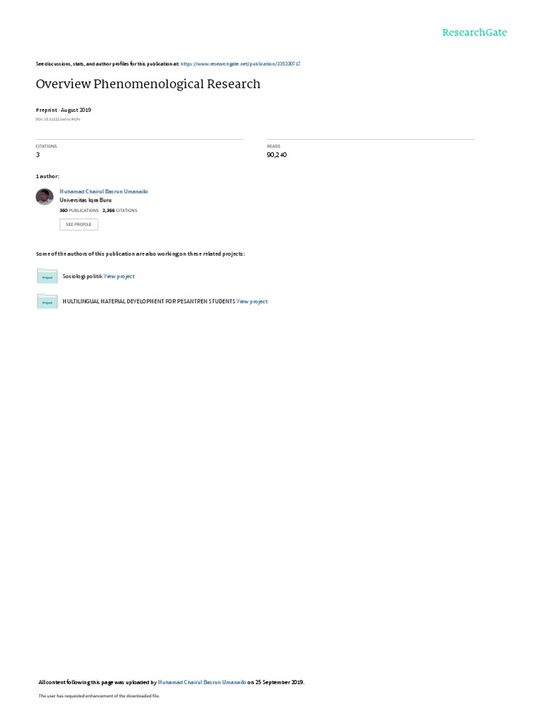 Overviewof Phenomenological Research | PDF