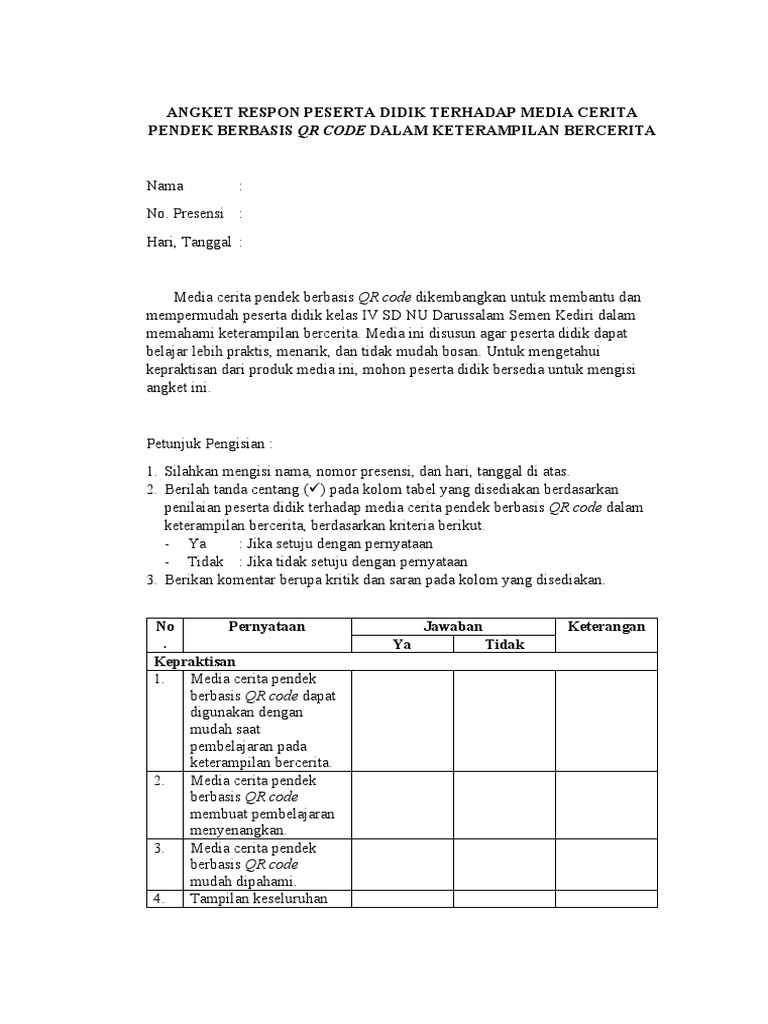 Angket Respon Peserta Didik | PDF