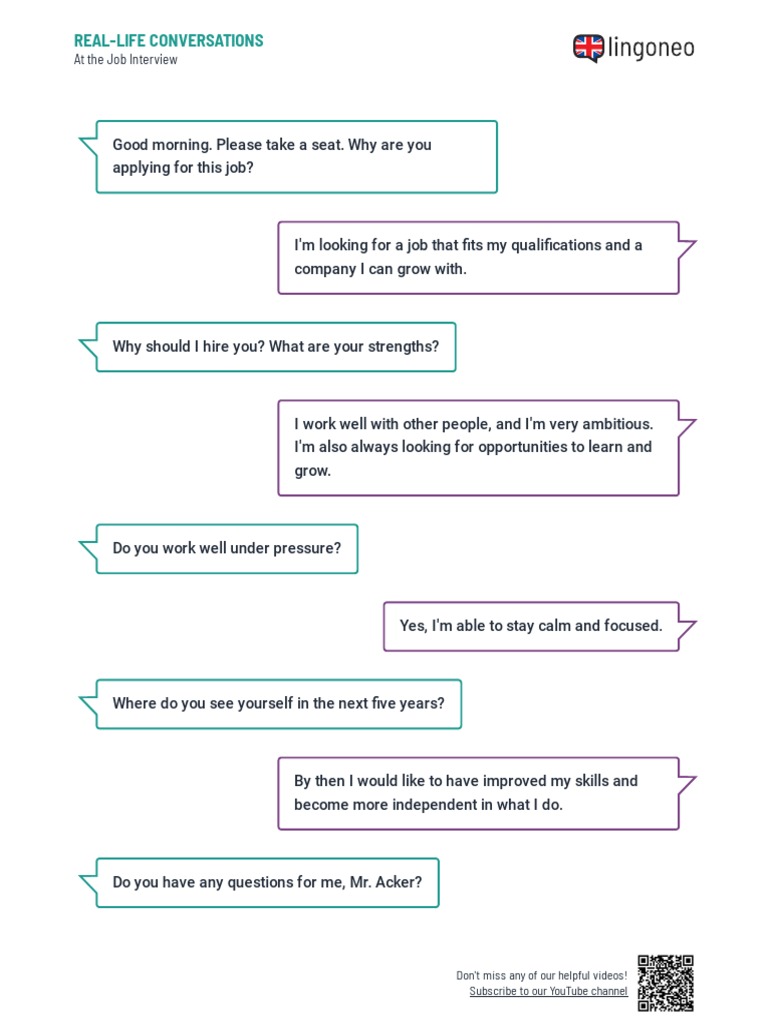 At The Job Interview - Dialogue | PDF | Self-Improvement