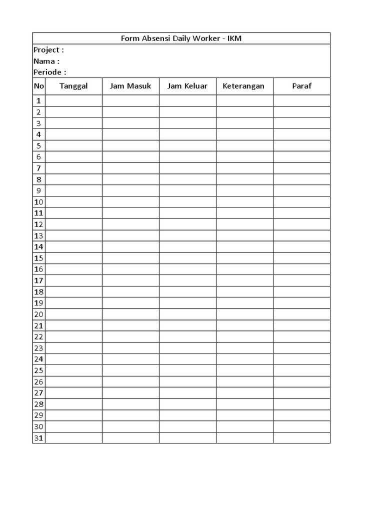 Form Absen Material Helper | PDF