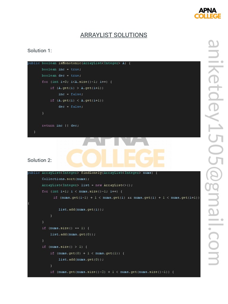 Arraylist Solutions Pdf Computer Programming Mathematics 