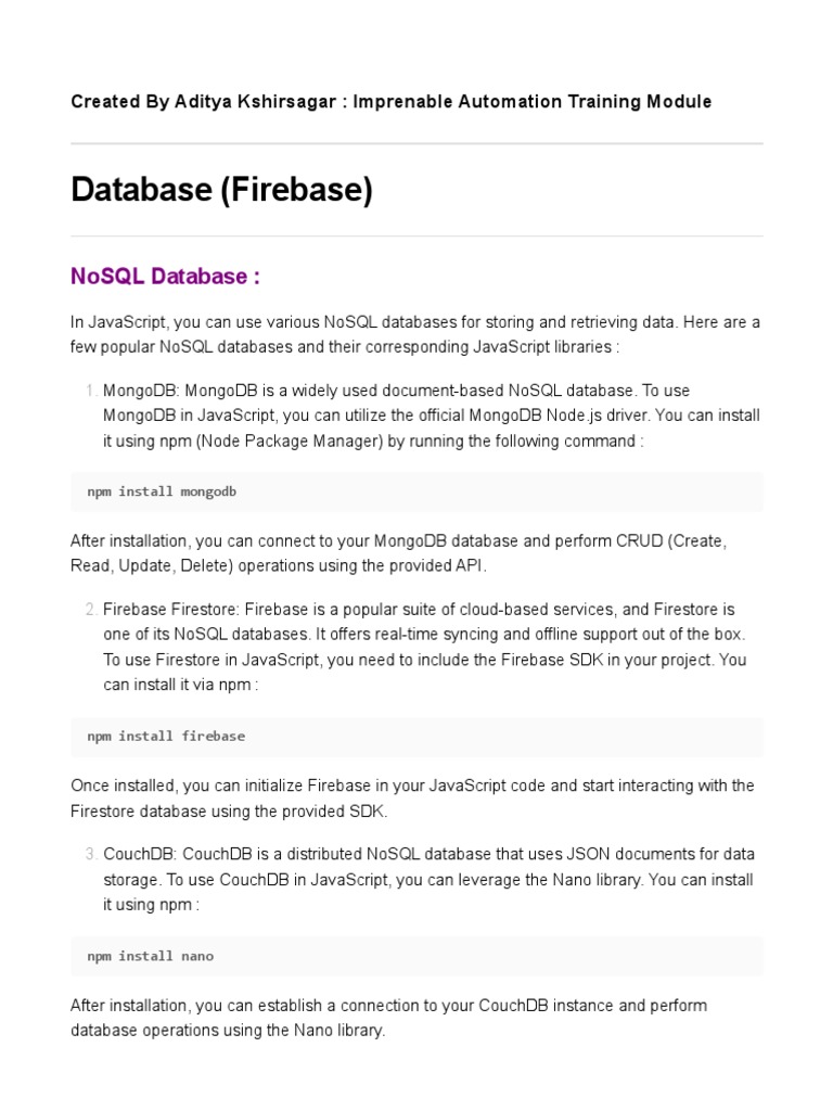 Database (Firebase) PDF | PDF