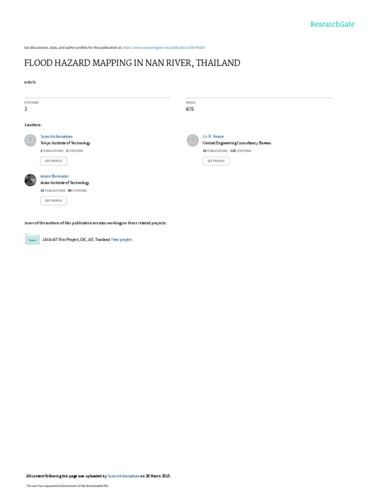 Flood Hazard Mapping in Nan River Thailand | PDF