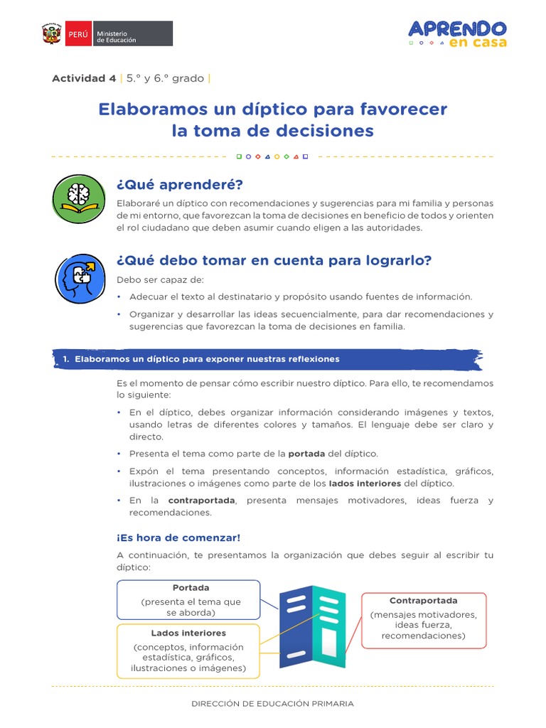 Actividad-4-Elaboramos Un Diptico para Favorecer La Toma de Deciones | PDF | Información | Toma ...