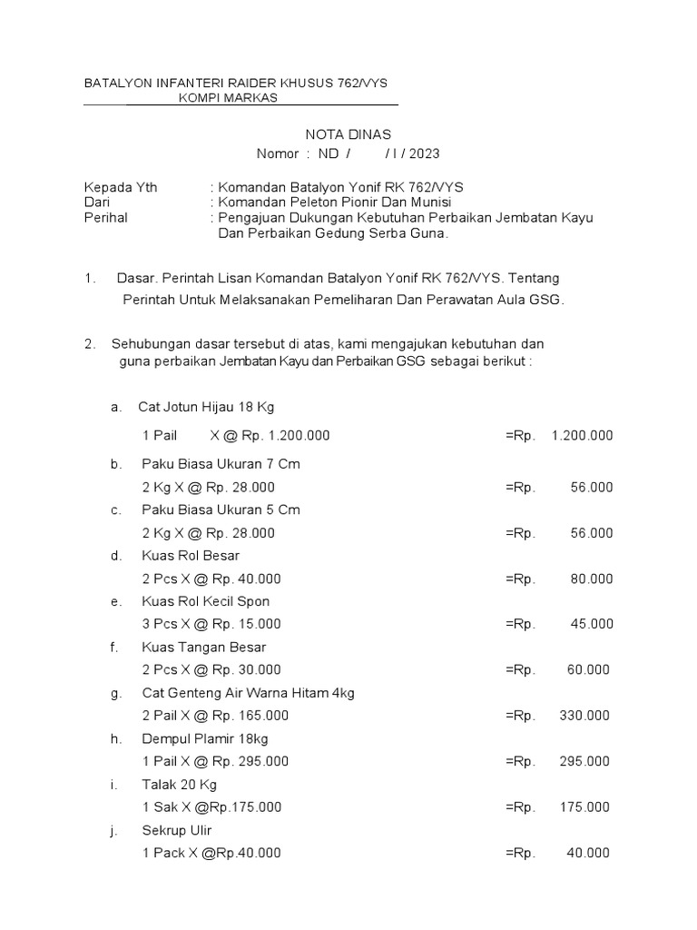 Nota Dinas GSG | PDF