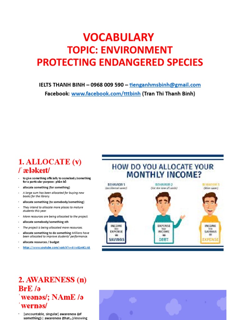 Vocabulary - Environment - Protecting Endangered Species | PDF ...