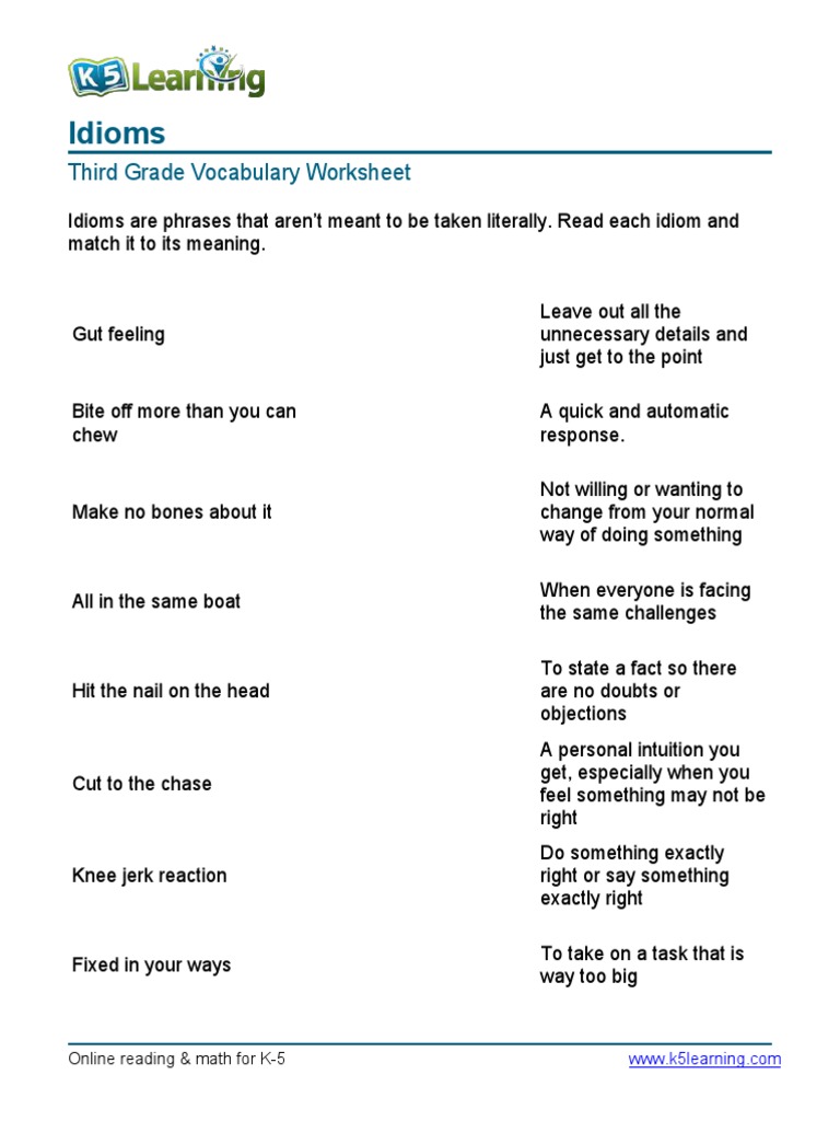 Grade 3 Idioms 4 | PDF | Idiom