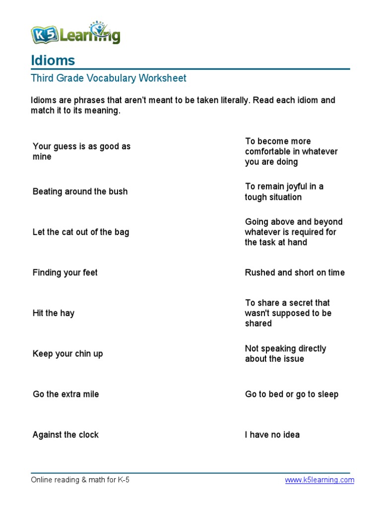Grade 3 Idioms 3 | PDF