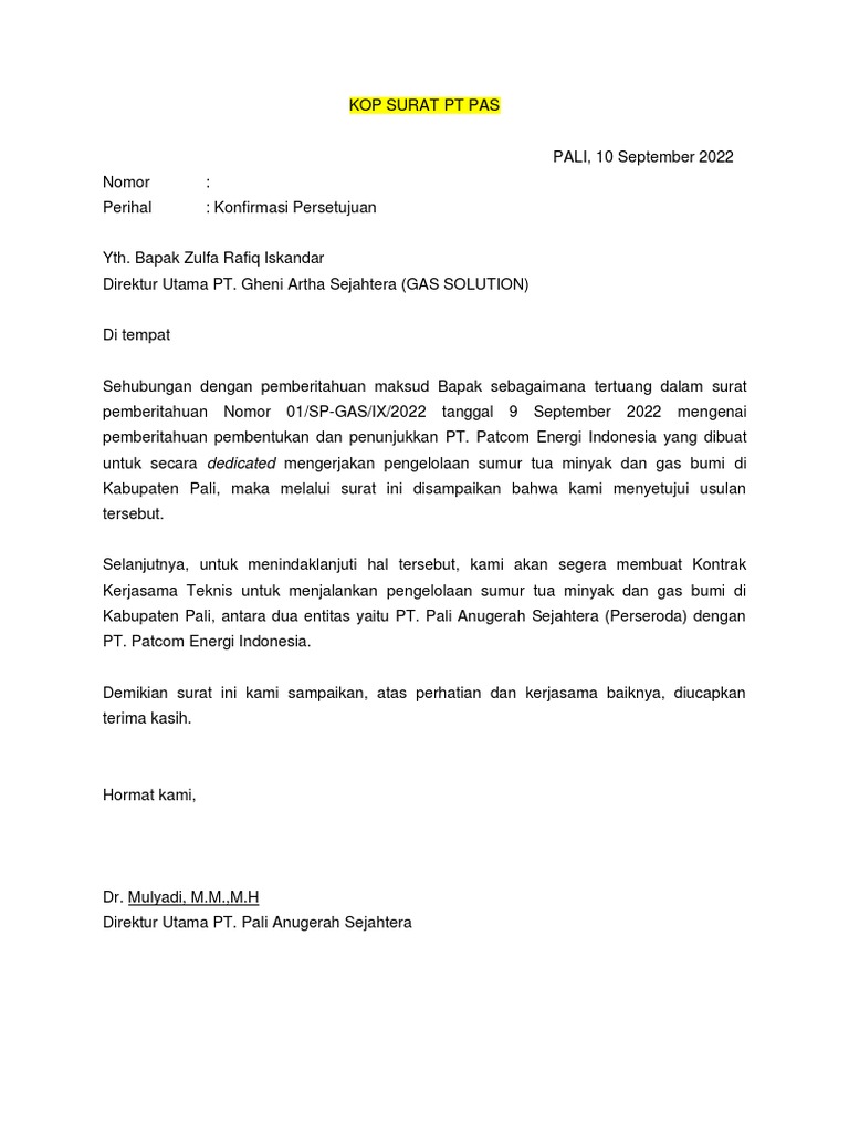 (Draft) Surat Balasan | PDF