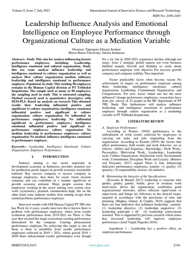 Leadership Influence Analysis and Emotional Intelligence On Employee ...