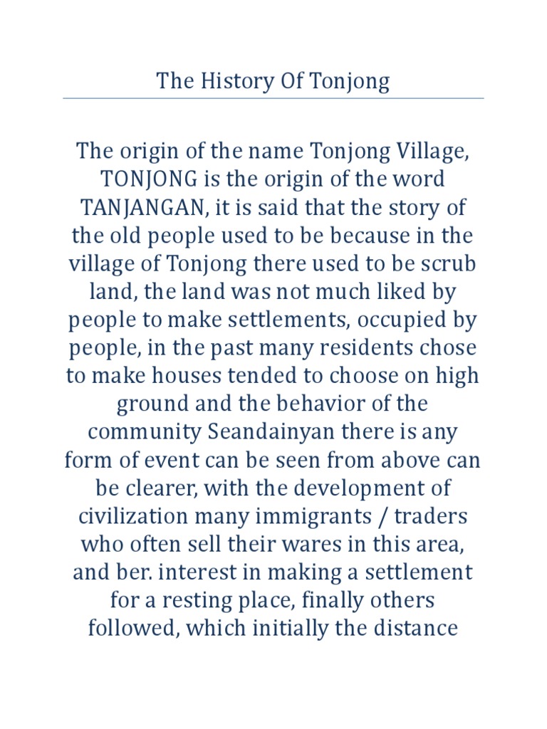 History of Tonjong Village Origins | PDF