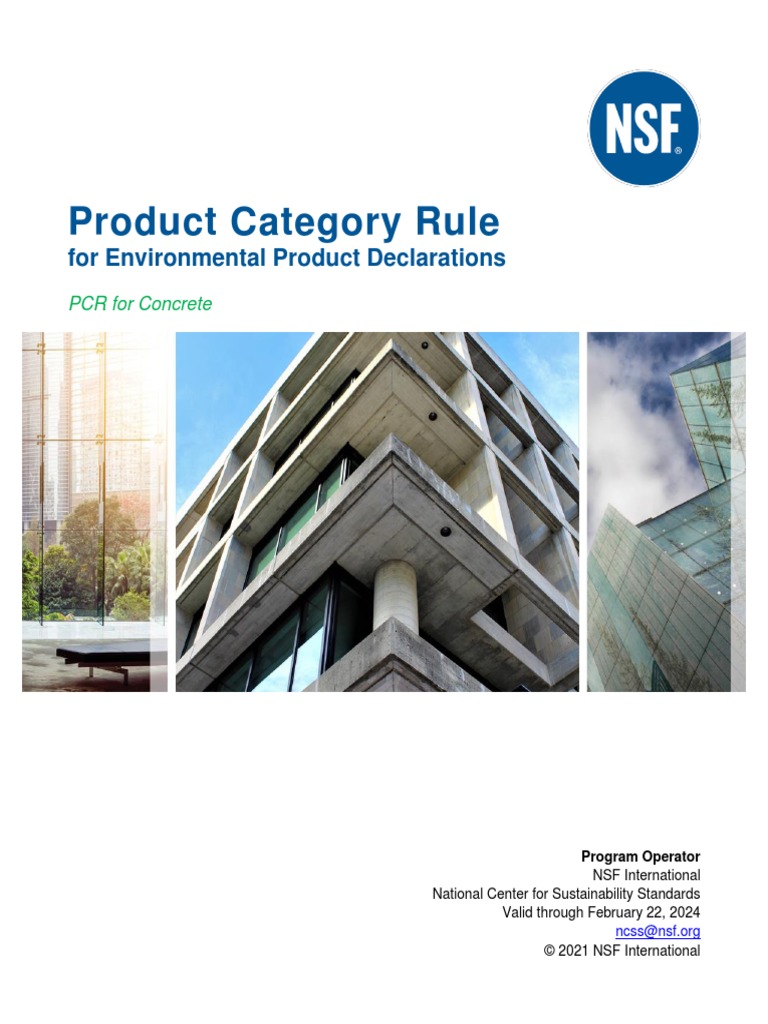Product Category Rule (PCR) for Concrete EPD | PDF | Life Cycle ...