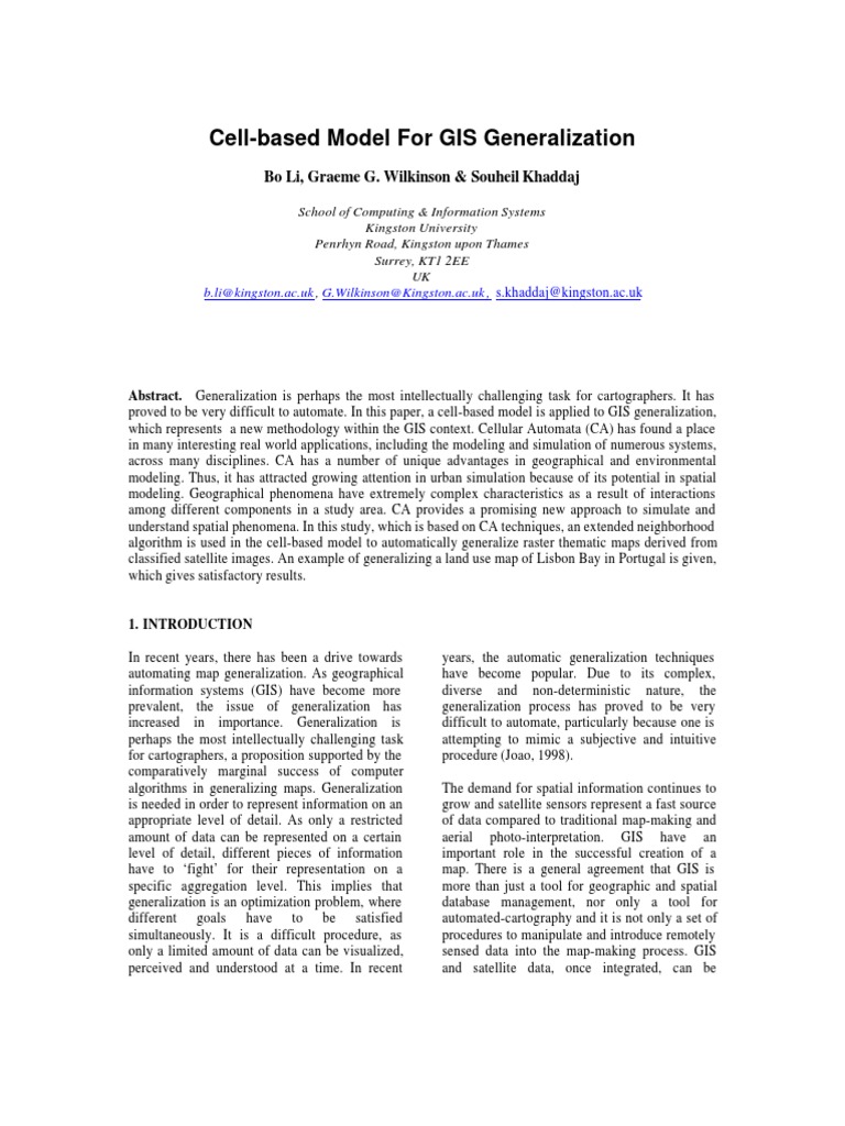 Cell Based Model For Gis Generalization Pdf Geographic Information