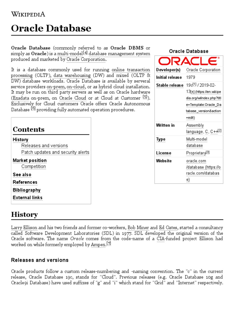 Oracle Versions Pdf