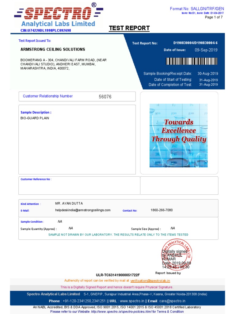 Spectro Fire Test Report | PDF | Physical Sciences