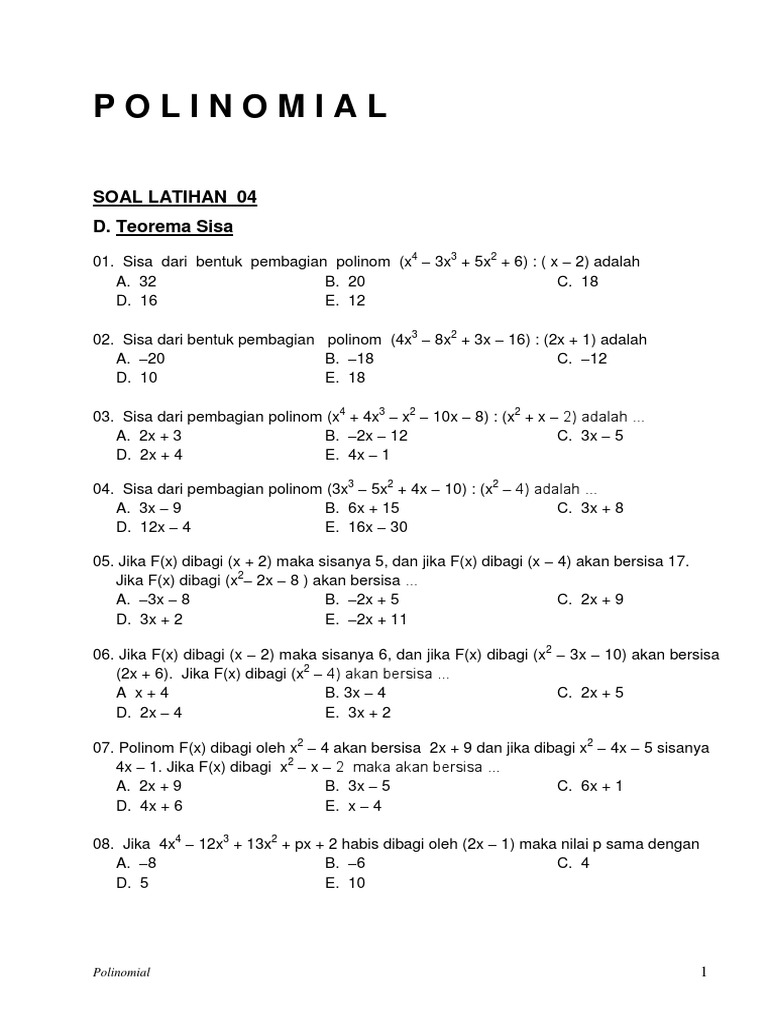 Irvan Dedy Latihan Teorema Sisa | PDF