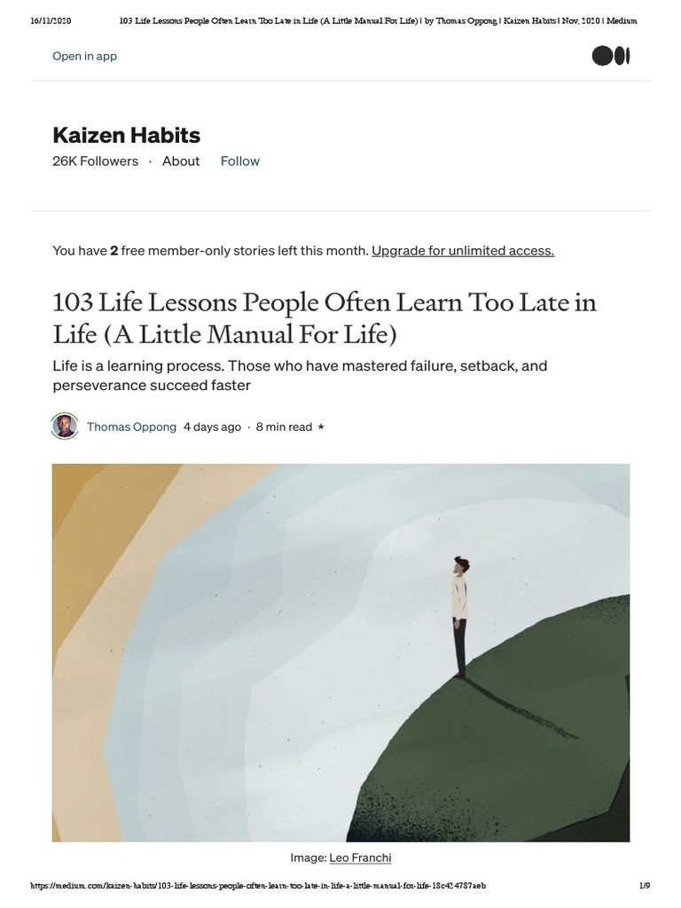 103 Life Lessons People Often Learn Too Late in Life (A Little Manual ...