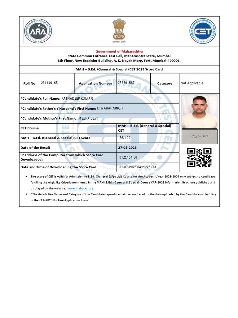Cet Score Card | PDF