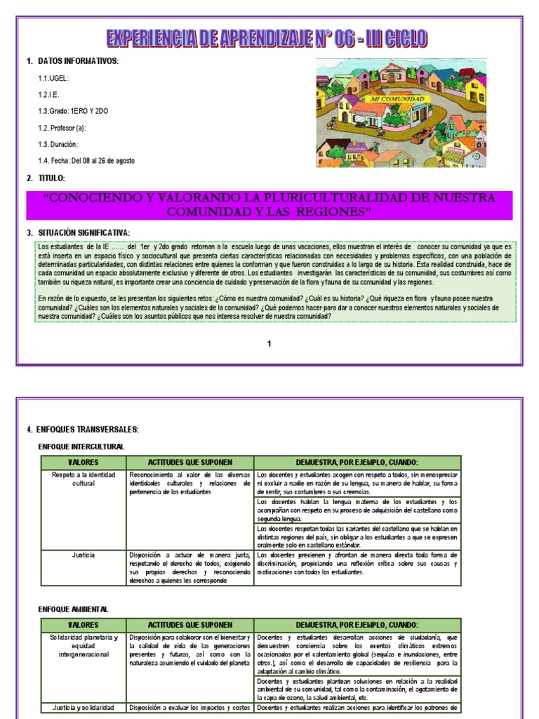 Experiencia de Aprendizaje #06 - Iii Ciclo | PDF | Enseñando | Entorno natural