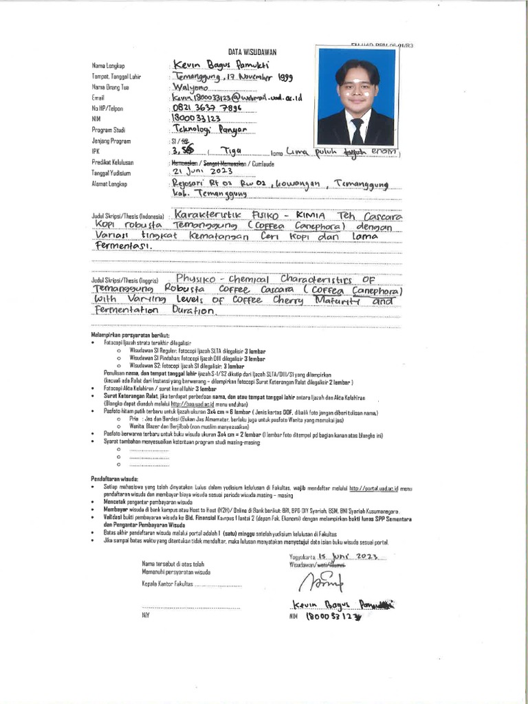 Data Wisudawan - Kevin Bagus Pamukti | PDF