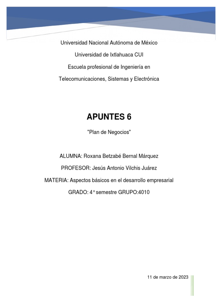 A6 Plan de Negocios | PDF | Business | Marketing