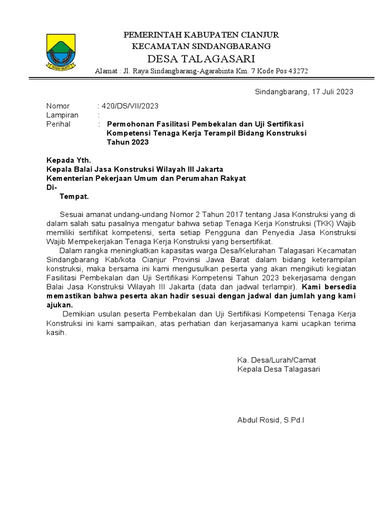 3.surat Permohonan Fasilitasi 2023 | PDF