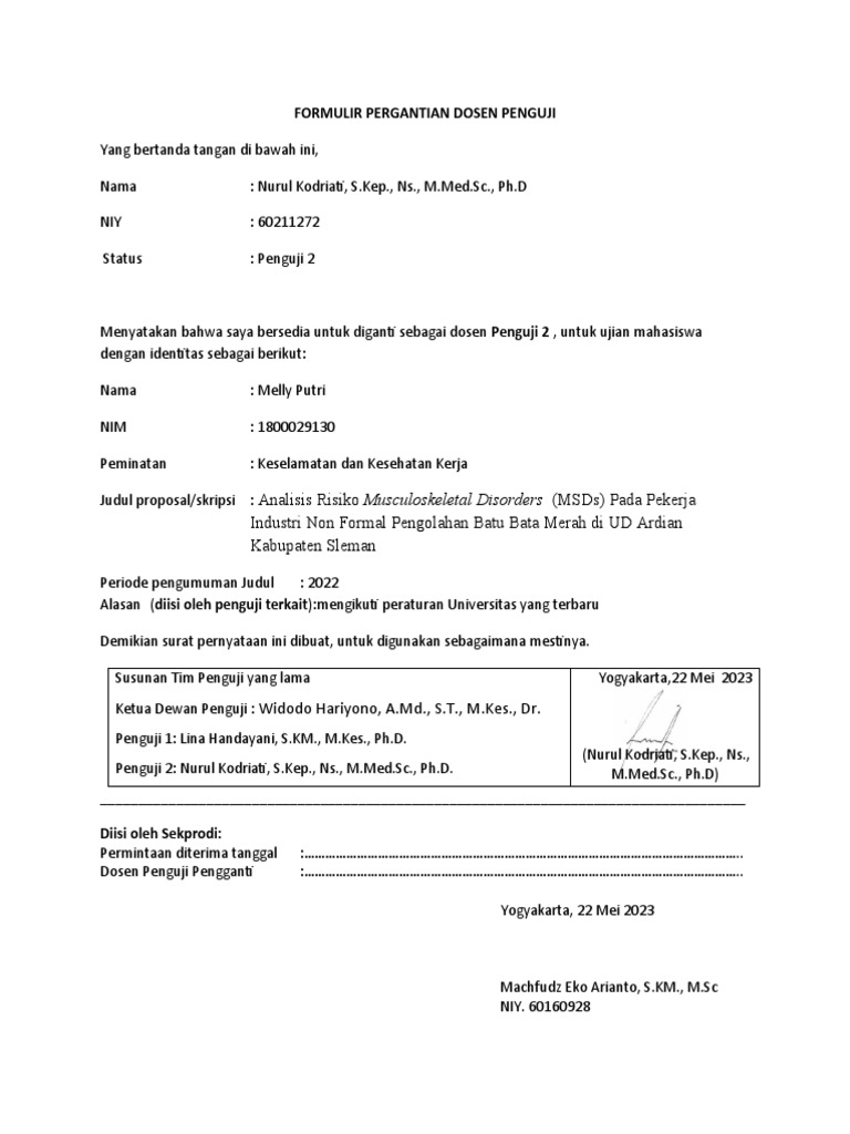Formulir Pergantian Dosen Penguji | PDF