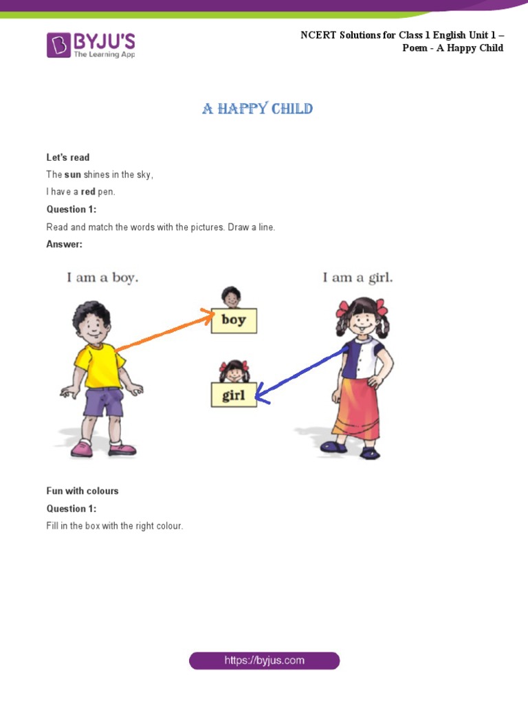 Class 1 Poem A Happy Child | PDF
