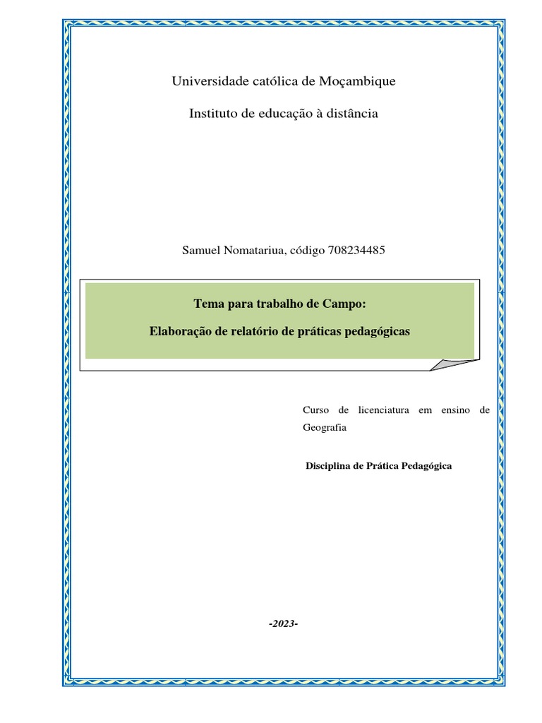 Trabalho de Pratica Pedagogica | Descargar gratis PDF | Pedagogia | Engenharia