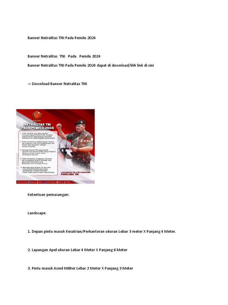 Banner Netralitas TNI Pemilu 2024 | PDF