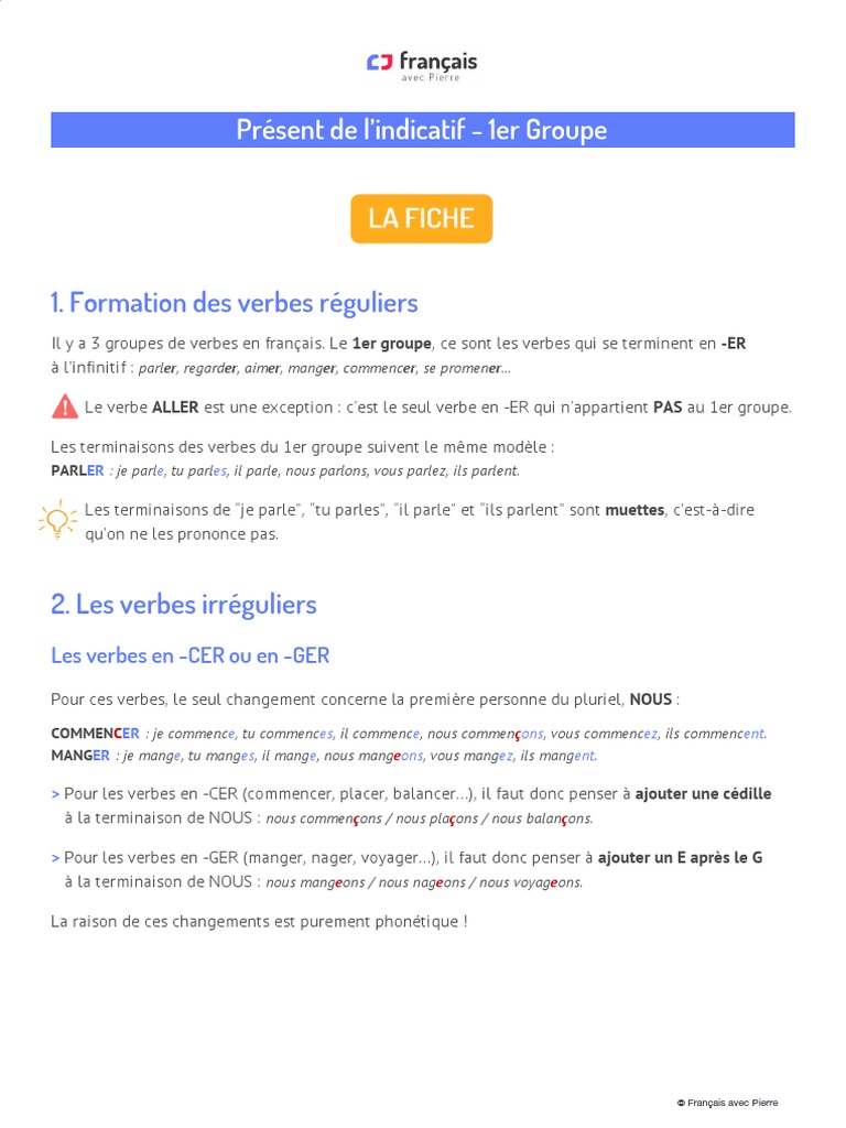 Conjugaison du verbe "envoyer" | PDF