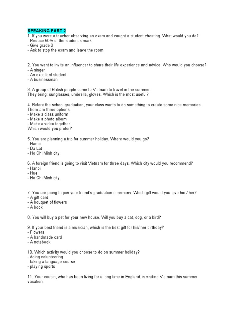 VSTEP Actual Topics For Speaking and Writing | PDF