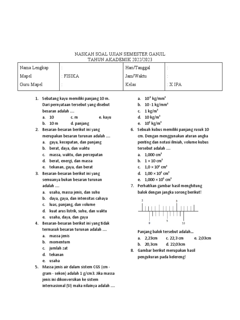 Soal Fisika Kelas X Ipa | PDF