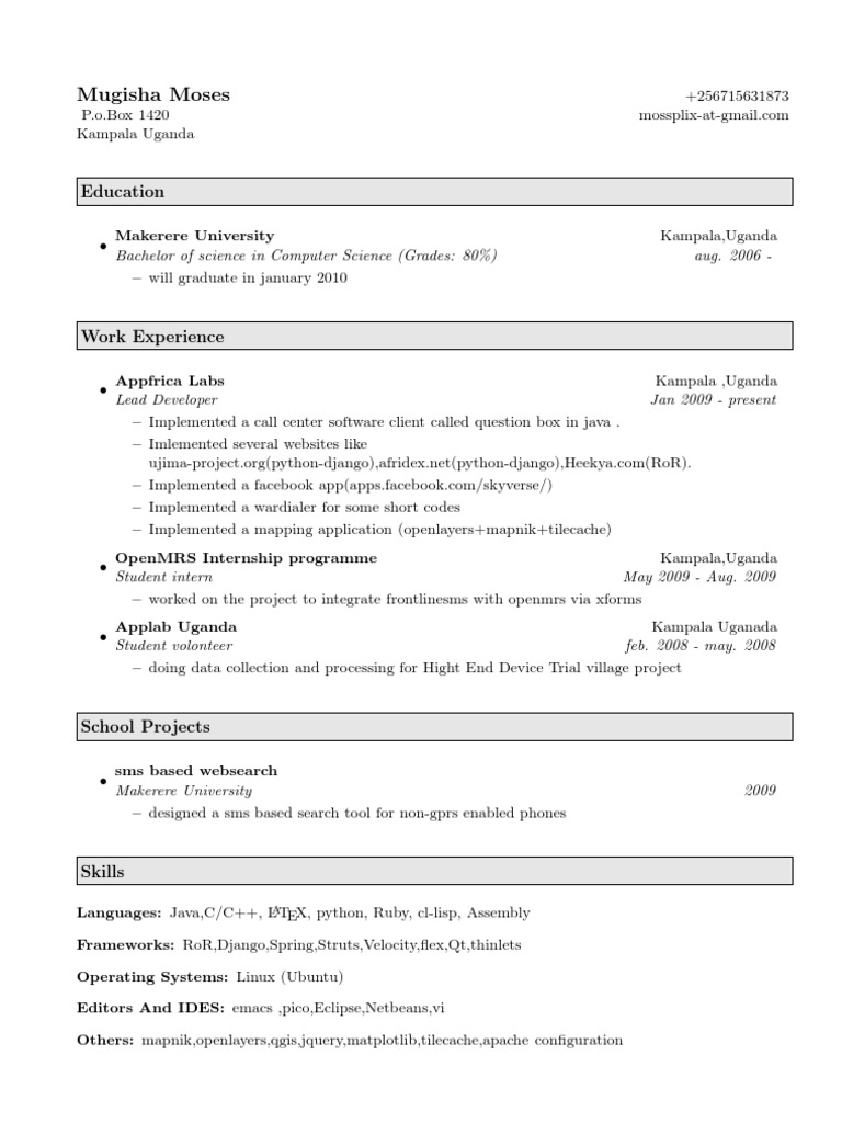 Mugisha Moses: Developer Profile | PDF | Computers