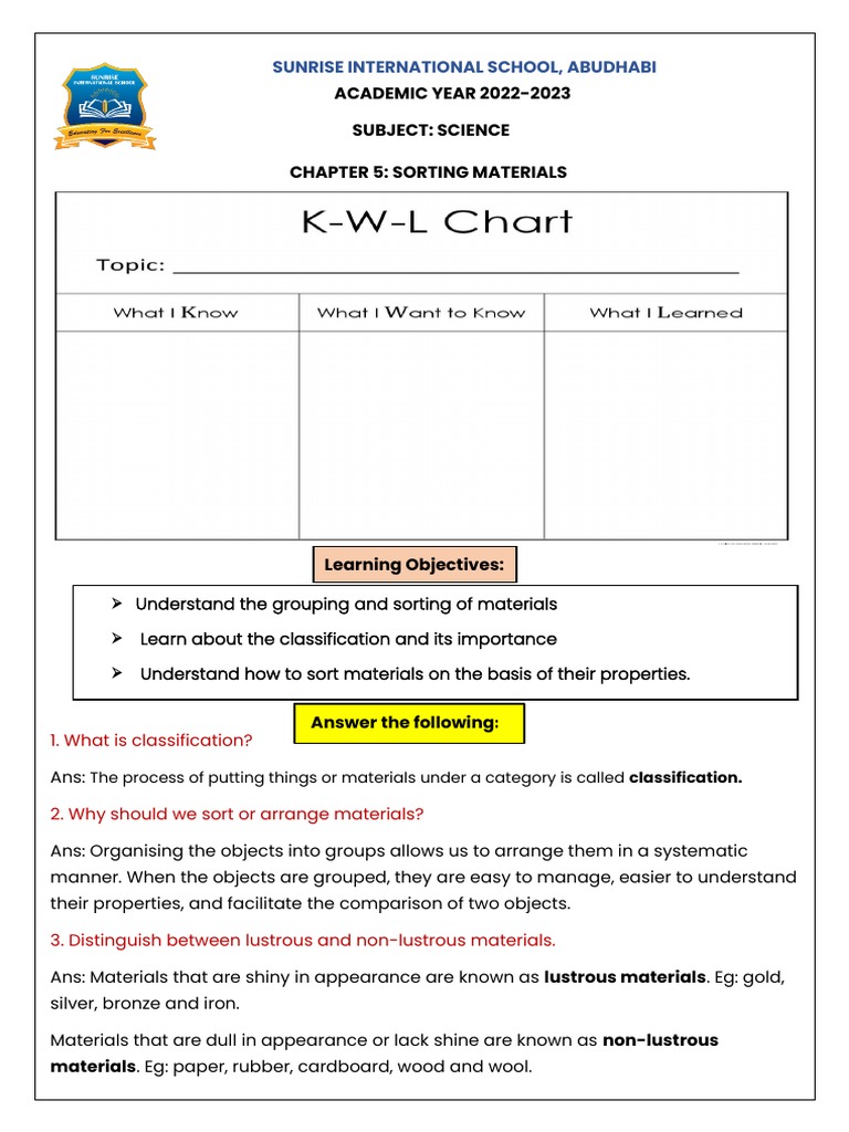 Chapter-5-Sorting Materials-Notes | PDF
