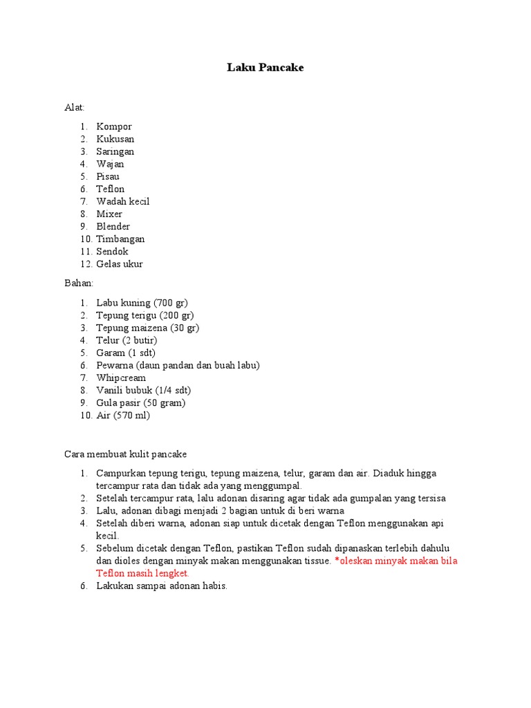 Resep Pancake Labu Kuning | PDF