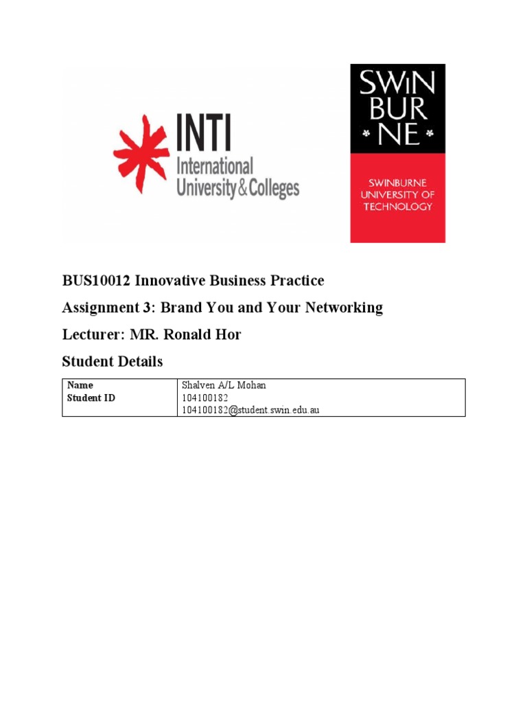 Bus10012 Brand You and Your Networking | PDF | Career & Growth