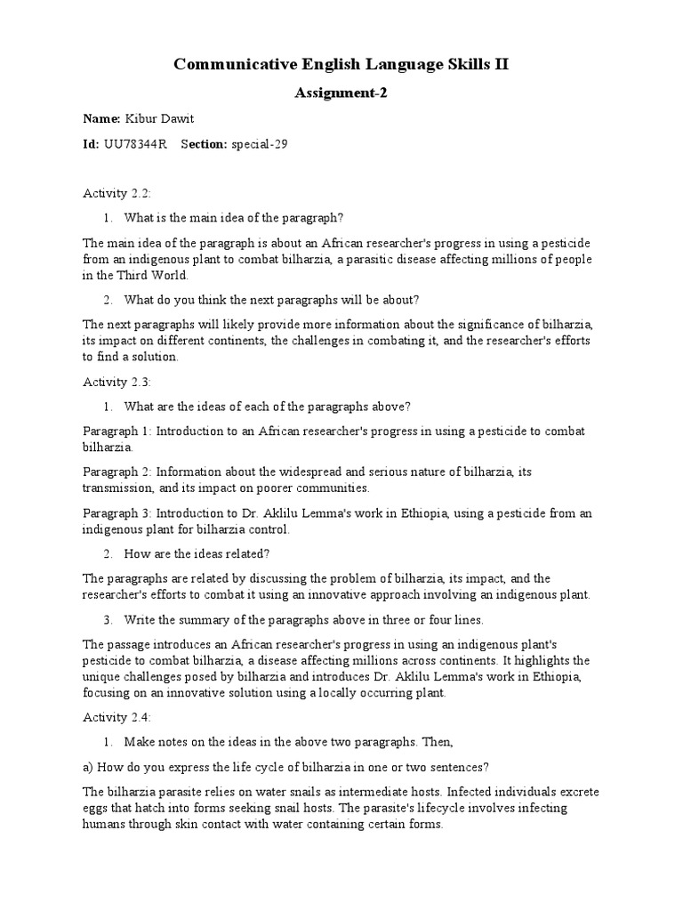 Kibur dawit English 2 assi-2 | PDF | Malaria | Parasitism