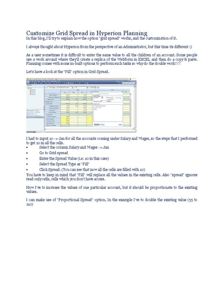 Customize Grid Spread in Hyperion Planning | PDF | Computing ...