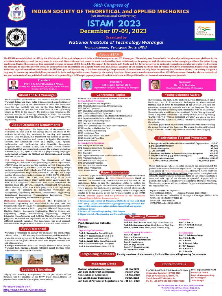 ISTAM 2023 One Page Brochure - 9!7!2023 | PDF | Fluid Dynamics ...