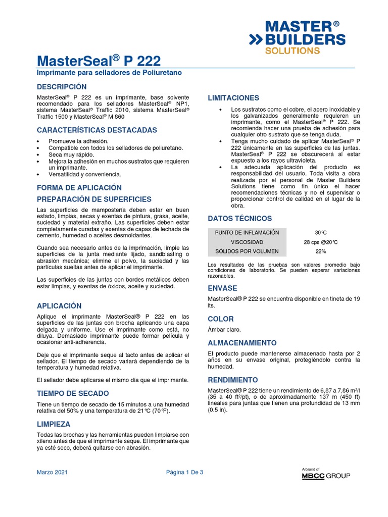 Masterseal P 222 | PDF
