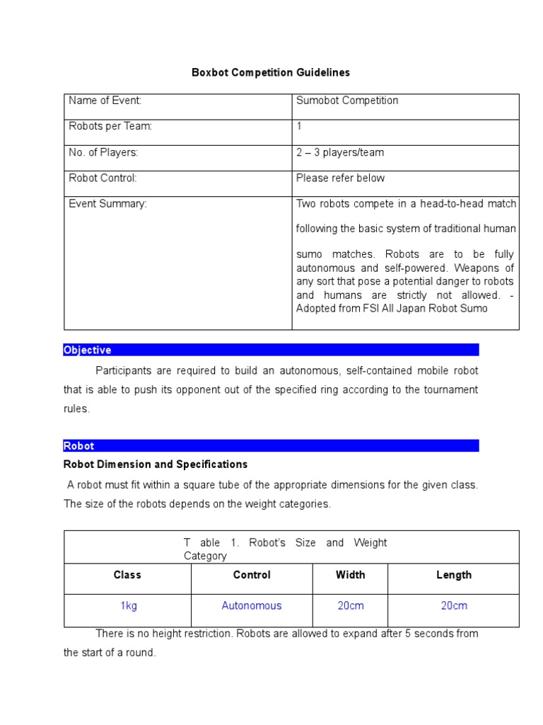 Boxbot Competition Guidelines 1 | PDF | Robot | Robotics