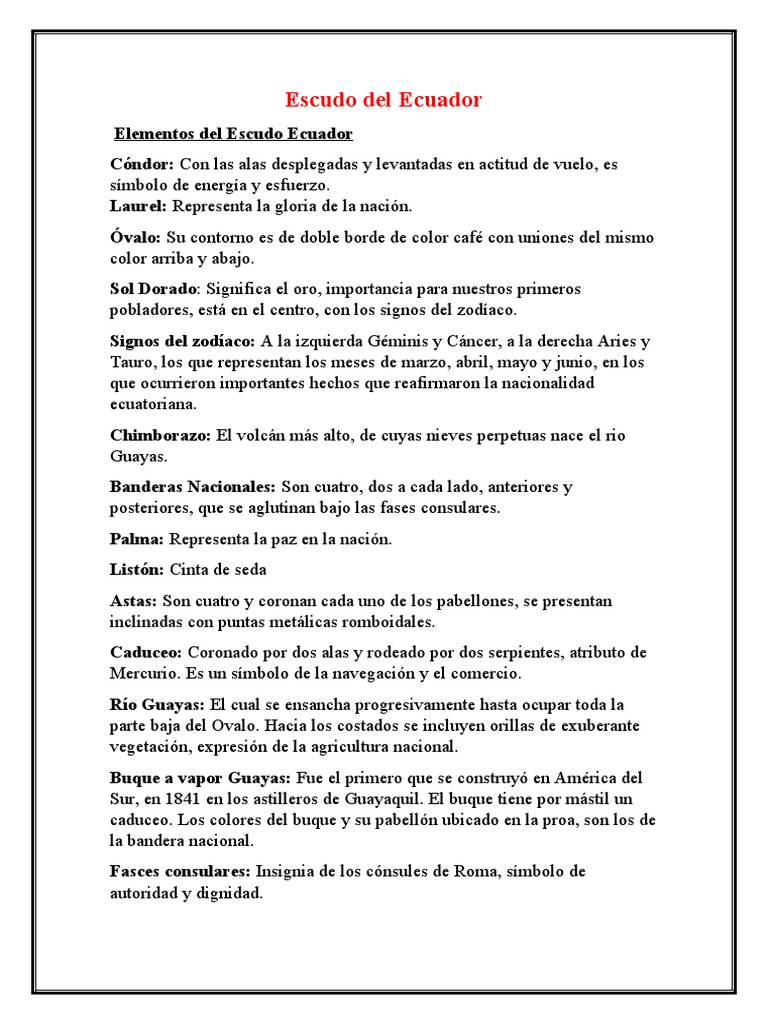 Elementos del Escudo Nacional del Ecuador | PDF | Clásicos